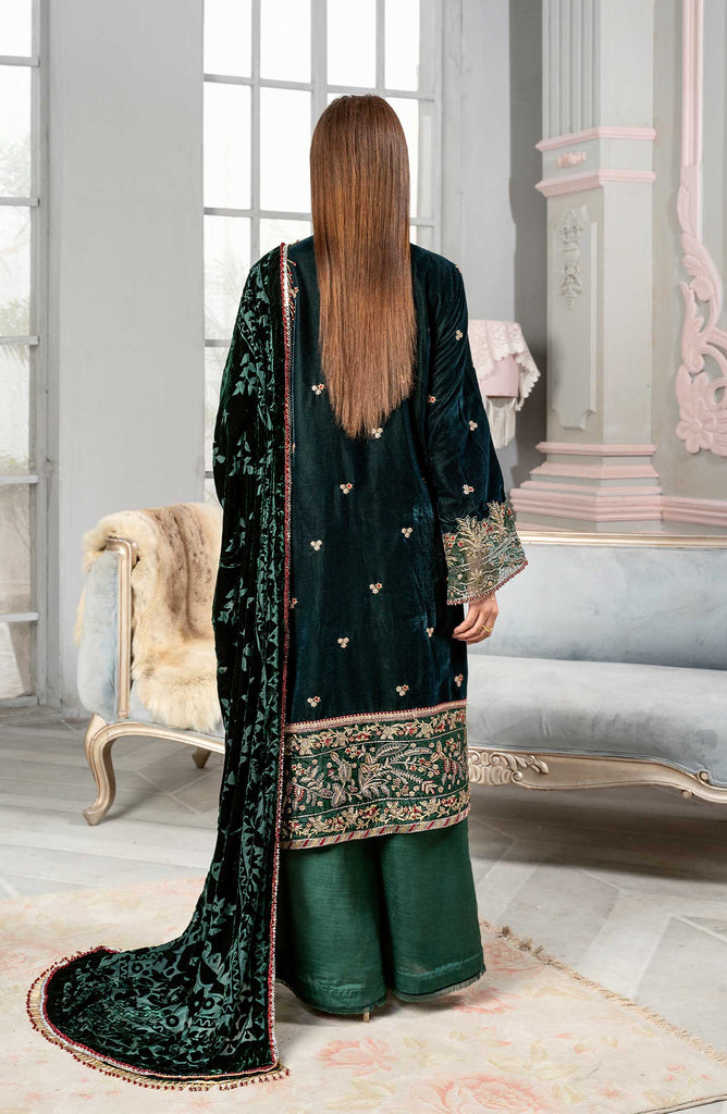 Makhmal Festive Collection Unstitched Velvet 3Pc Suit - EMERALD – Onepoint