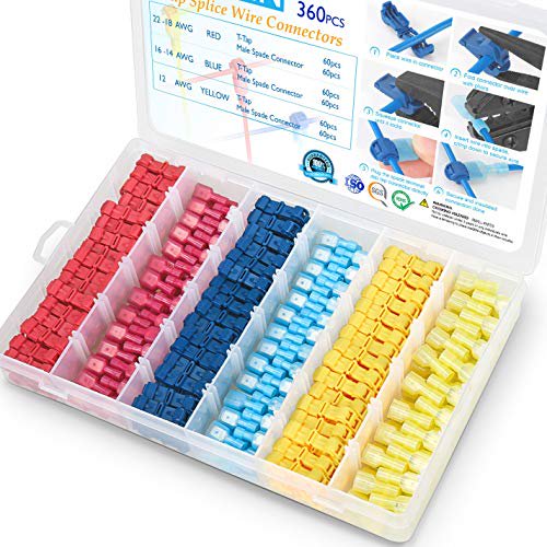 TICONN 200pcs T-Tap Wire Connectors, Insulated Male Quick Disconnect S ...